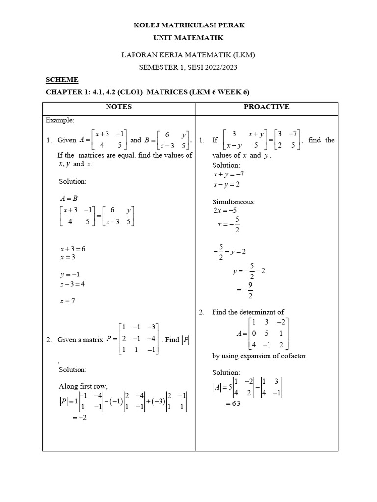 Skema LKM 6 | PDF | Determinant | Matrix (Mathematics)