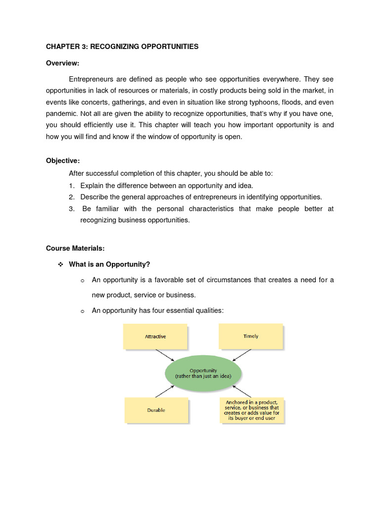 CHAPTER 3 - Recognizing Opportunities | PDF | Entrepreneurship | Brainstorming