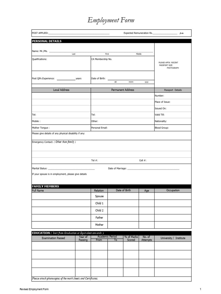 Employment Application Form | PDF | Employment | Social Institutions