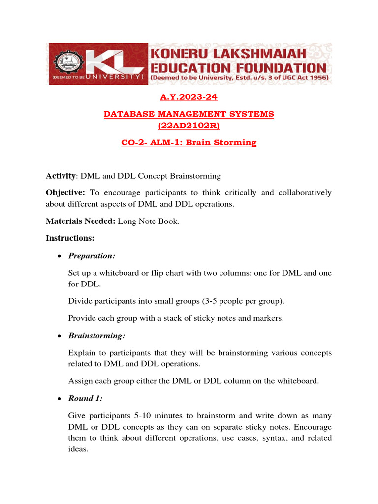 CO 2 ALM 1 Brain Storming | PDF