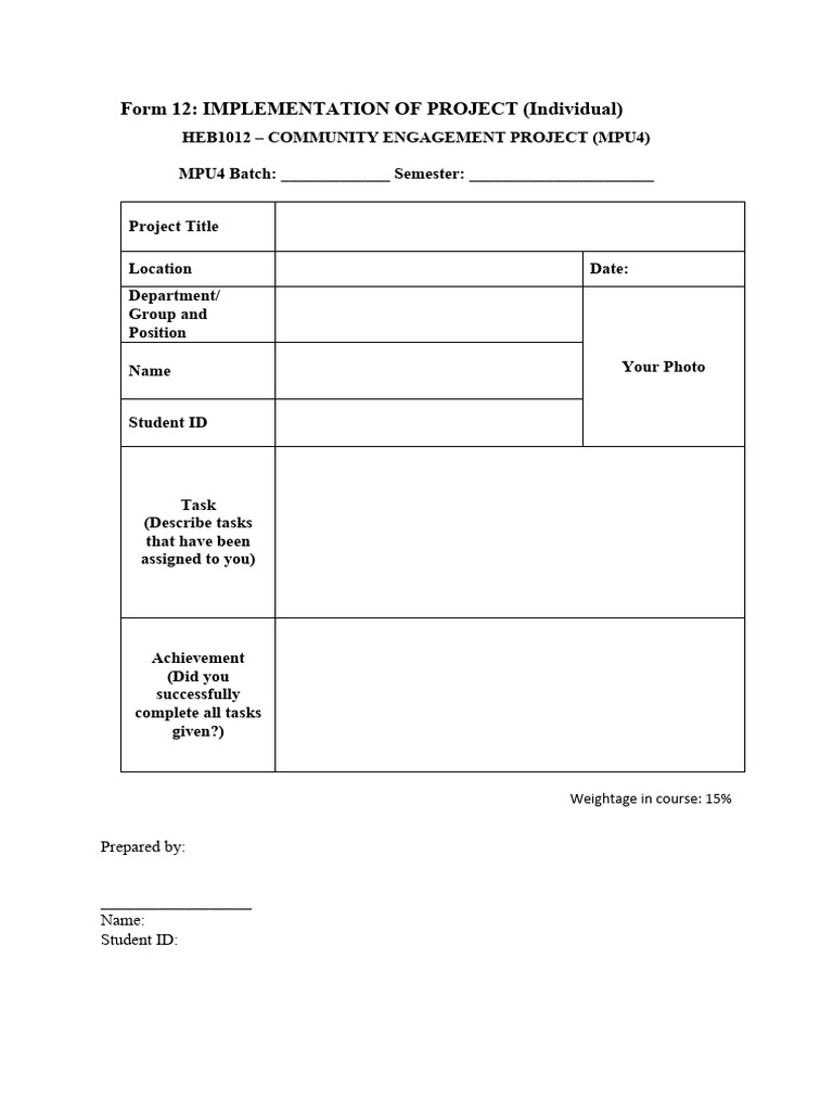 Form 12 Implementation of Project (Individual) | PDF | Career & Growth ...