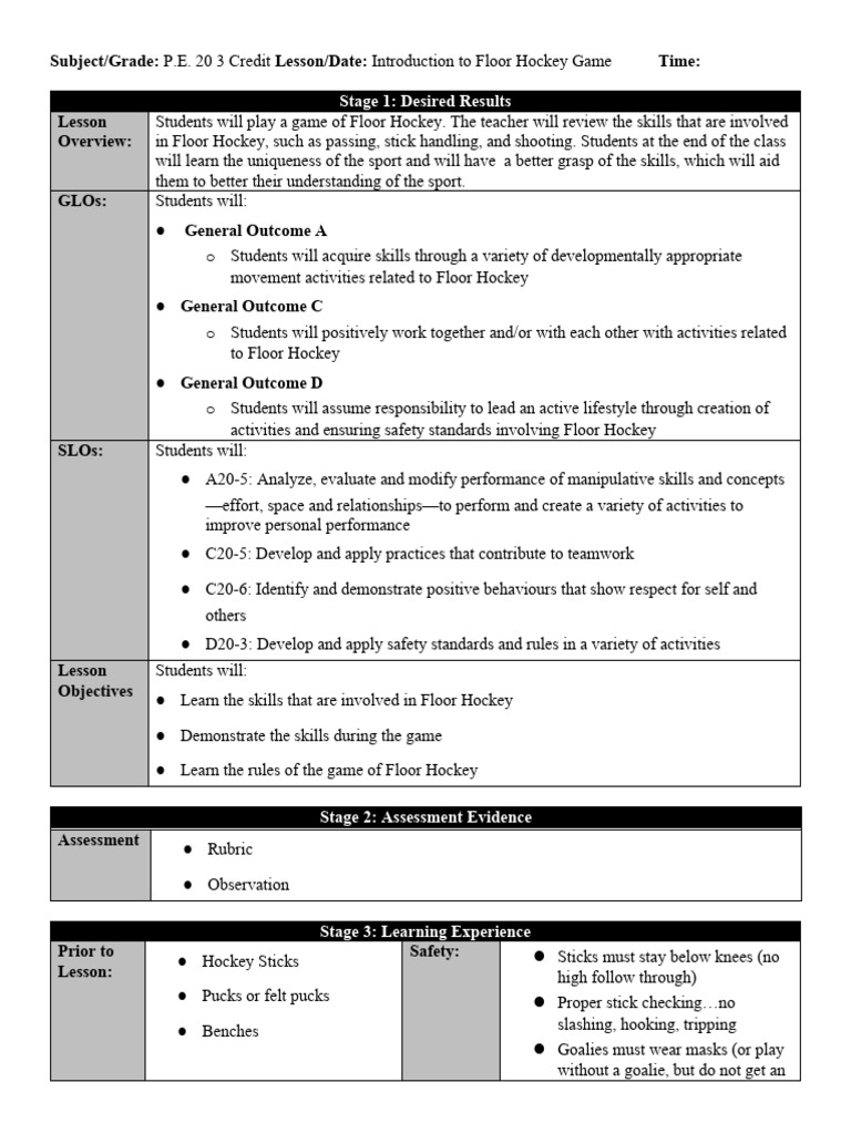 Floor Hockey Day 3 | PDF | Ice Hockey | Cognitive Psychology