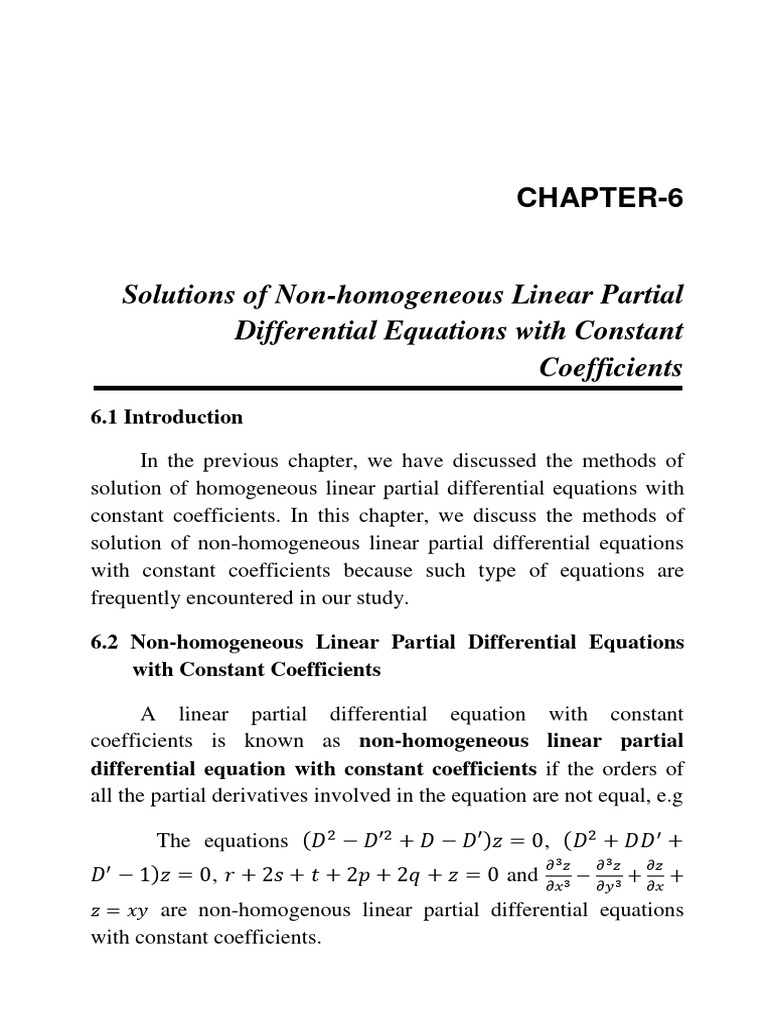 Solutions of Non-Homogeneous Linear Partial | PDF | Partial ...