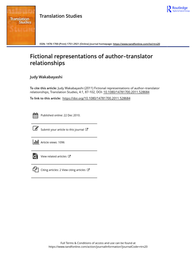 Fictional Representations of Author Translator Relationships | PDF ...