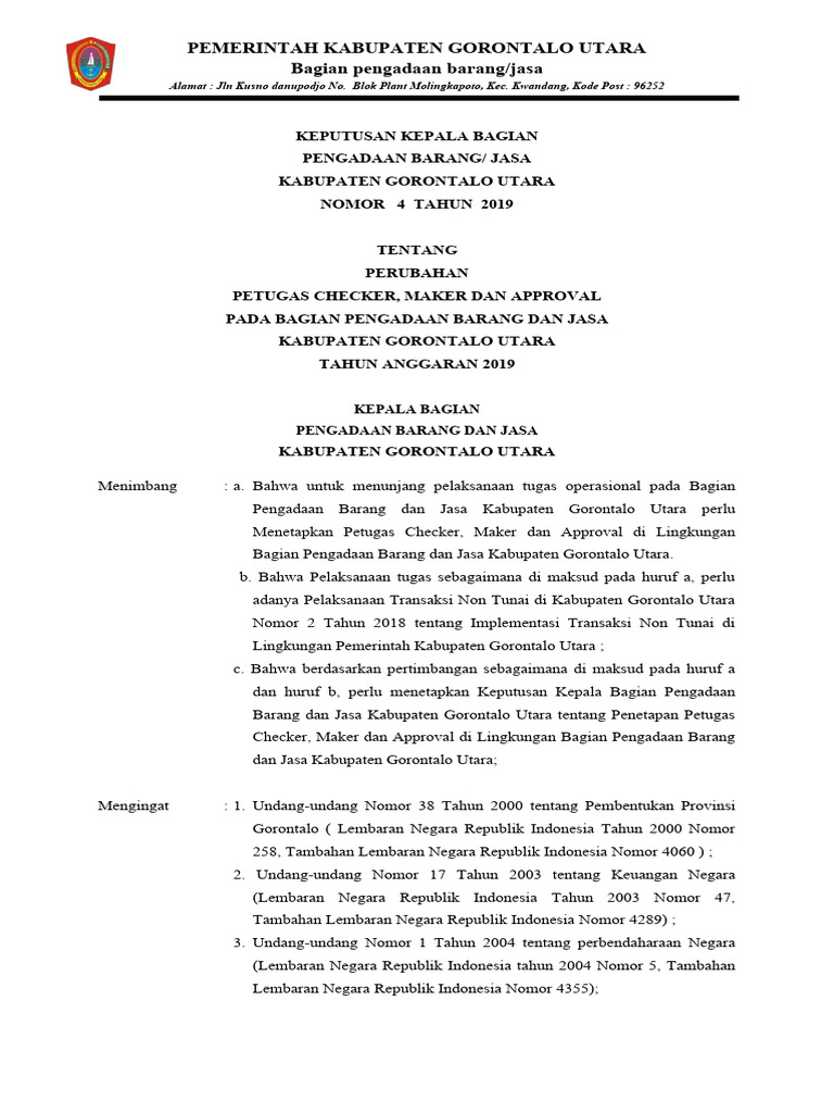 Format SK Perubahan Checker Maker Approval | PDF