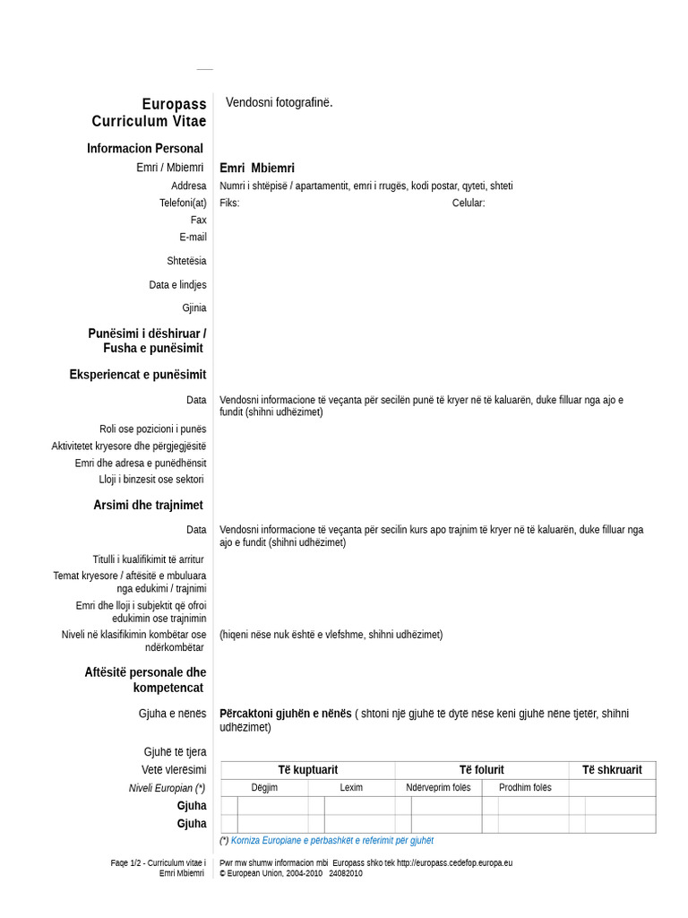CV Shqip Compress | PDF