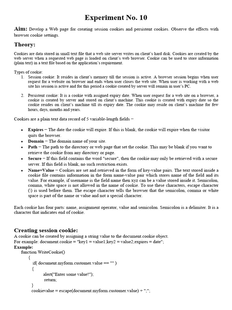 Exp 10 | PDF | Http Cookie | World Wide Web
