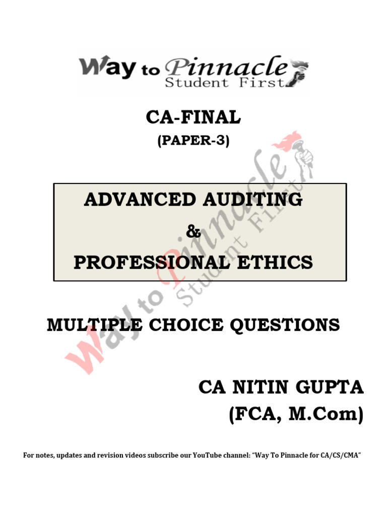 Final Audit MCQ | PDF | Accountant | Audit