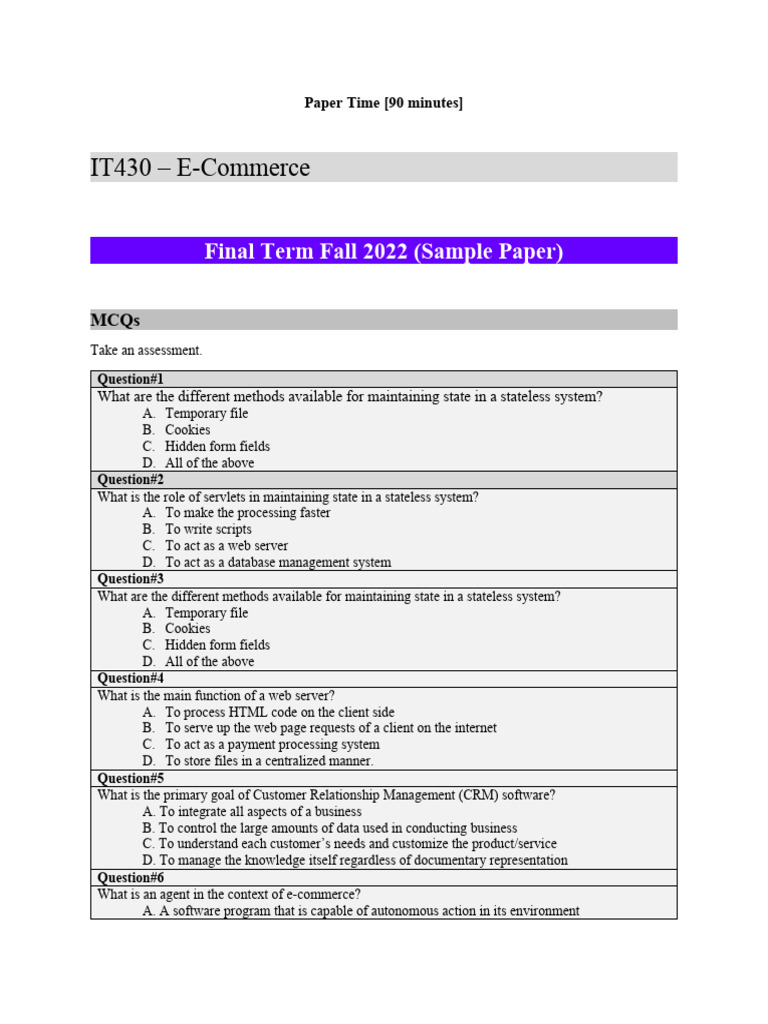 Final Paper Pattern IT430 | Download Free PDF | Transport Layer ...