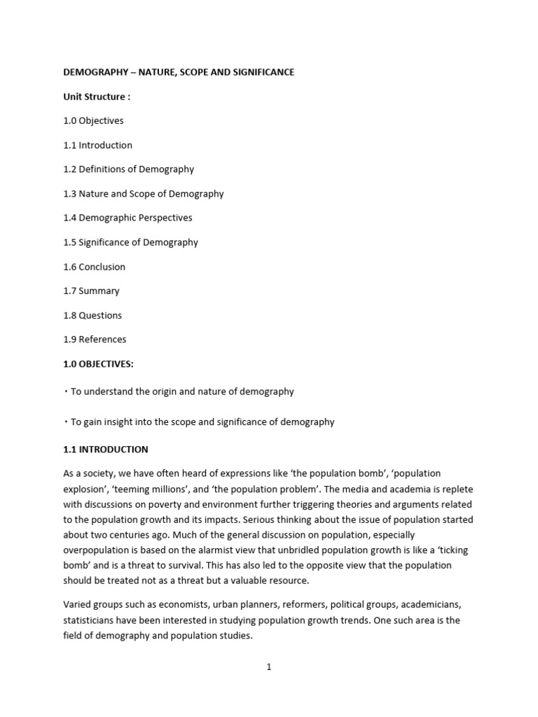 Module 1 Notes Pdf Demography Economic Growth 