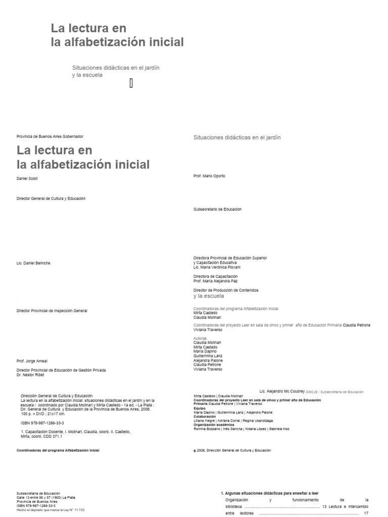 La lectura en la alfabetización inicial | PDF