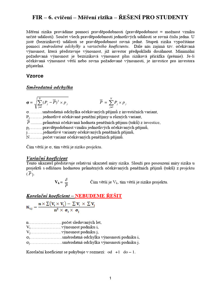 Cviceni Mereni Rizika Reseni | PDF
