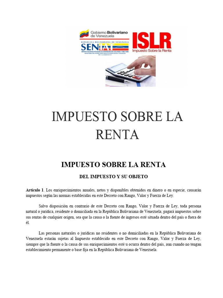 Impuesto Sobre La Renta | PDF | Impuestos | Economias