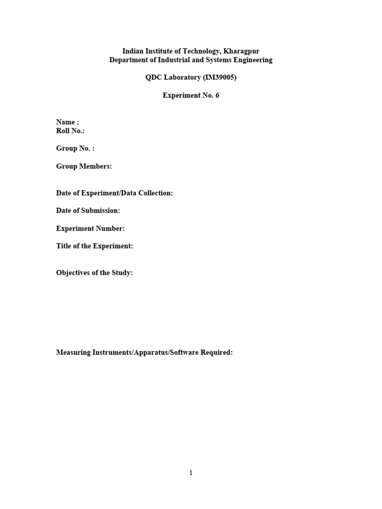 Experiment No. 6, Report Template 2023 | PDF | Experiment | Methodology