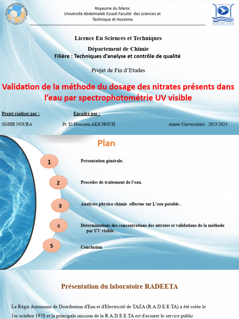 Présentation PFE | PDF | Eau | Nitrate