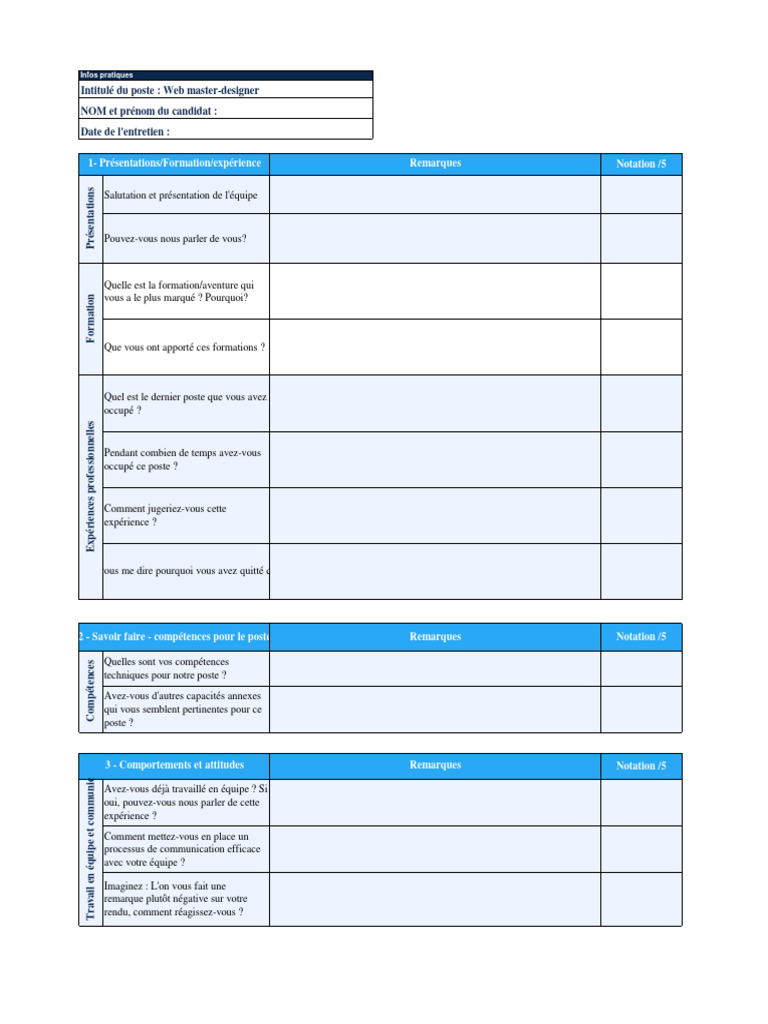 Grille D'entretien D'embauche V | PDF