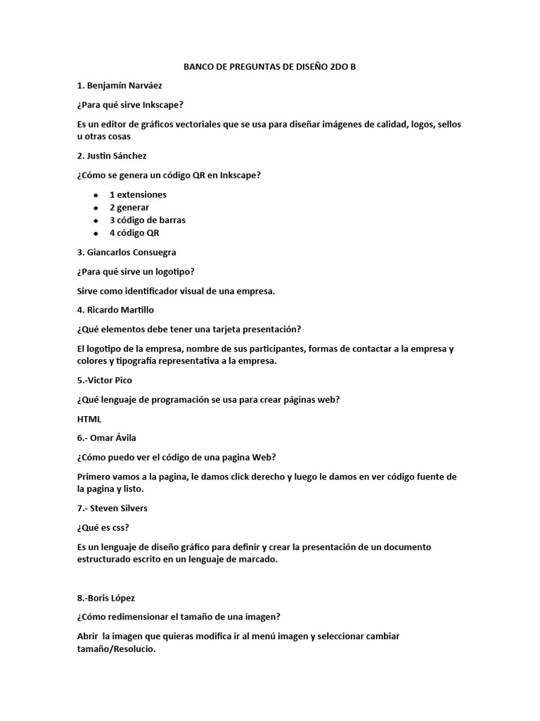 BANCO DE PREGUNTAS 2do B Info Diseã o Web | PDF | HTML | Página web BANCO DE PREGUNTAS 2do B Info Diseã o Web | PDF | HTML | Página web