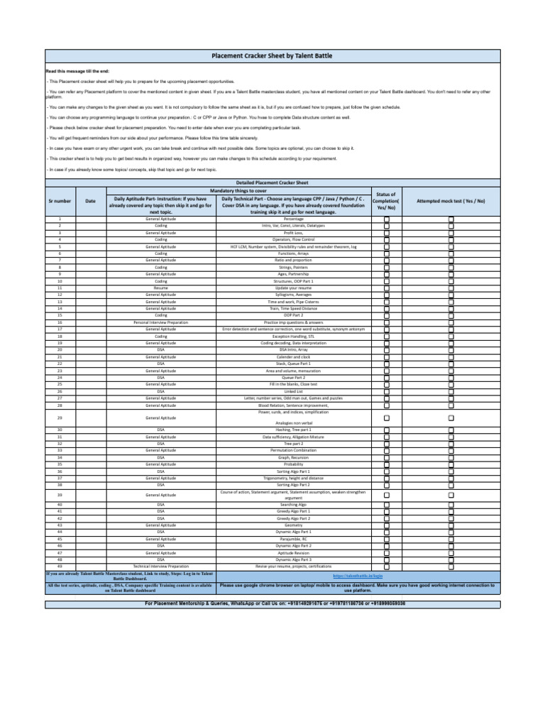 Placement Cracker Sheet by Talent Battle | PDF | Numbers | String (Computer Science)