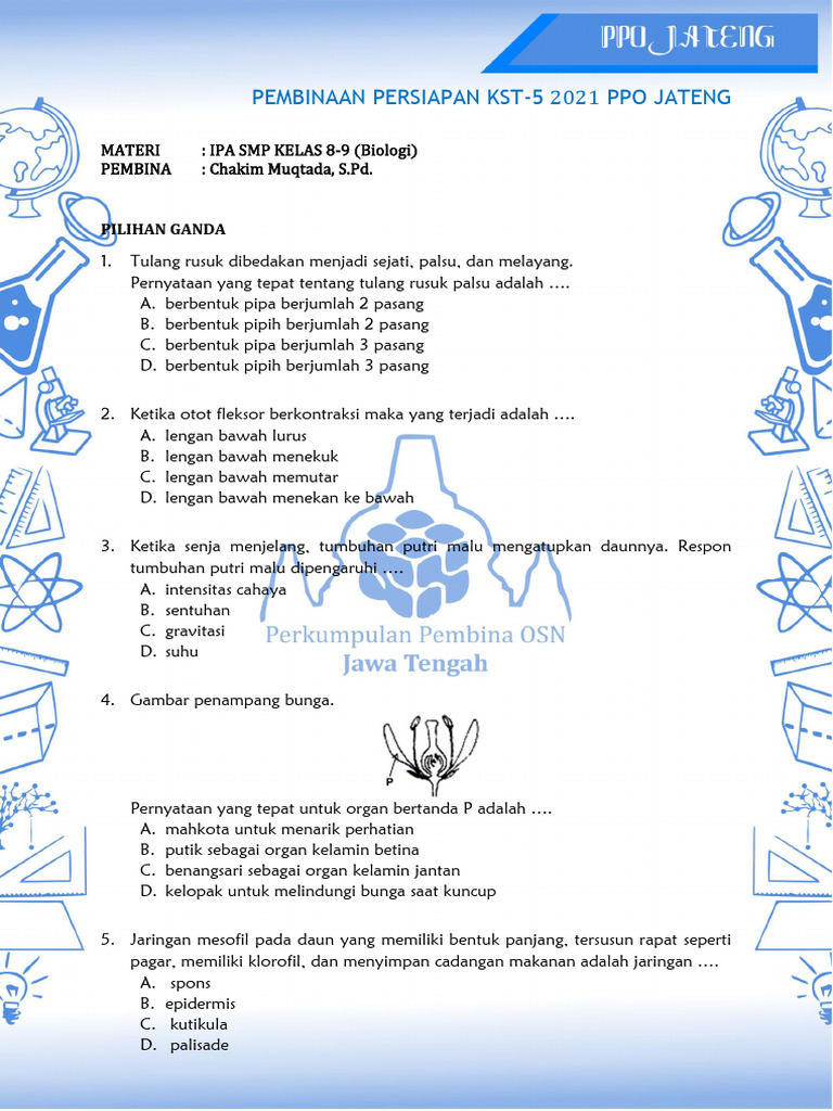 Soal Pembinaan KST Ipa SMP Kelas 8 9 Biologi Ppo Jateng | PDF | Griya ...