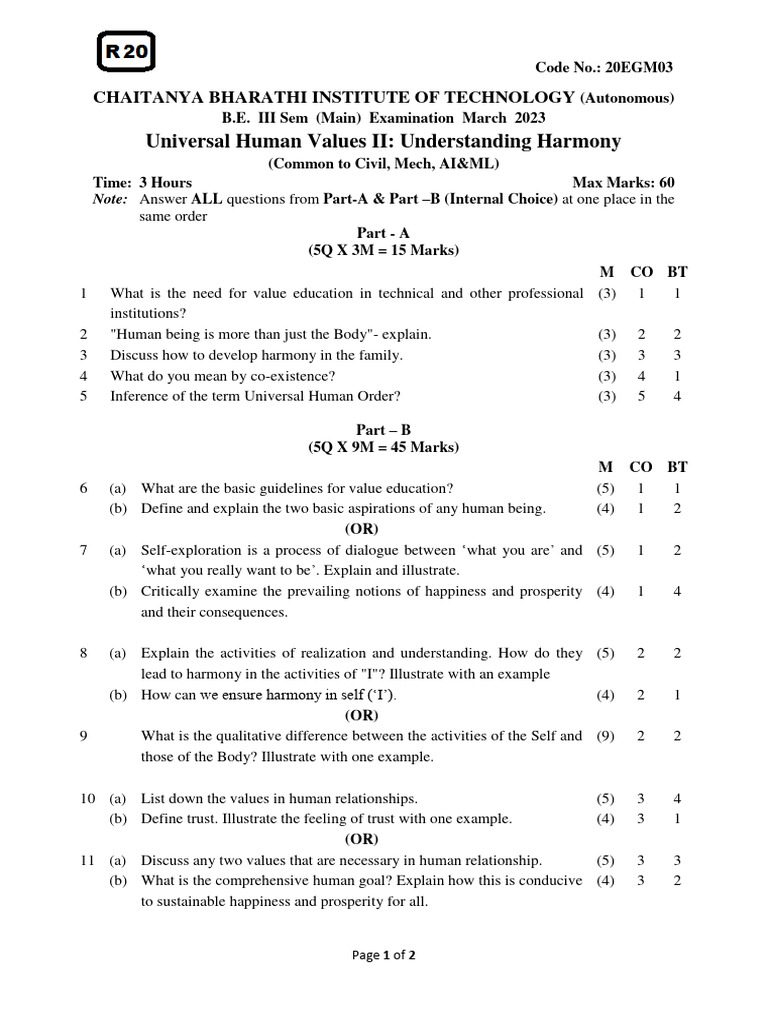Universal Human Values II - Understanding Harmony 20EGM03 | PDF ... Universal Human Values II - Understanding Harmony 20EGM03 | PDF ...