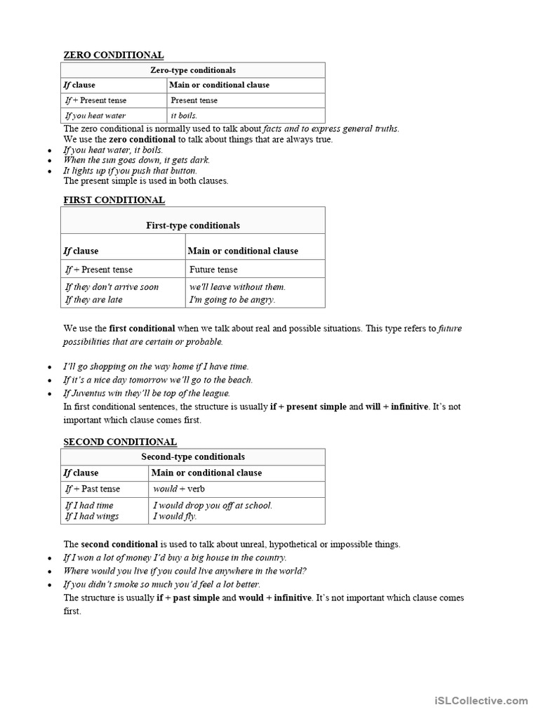 First and Second Conditional Explanation and Practice | PDF | Syntax | Language Mechanics