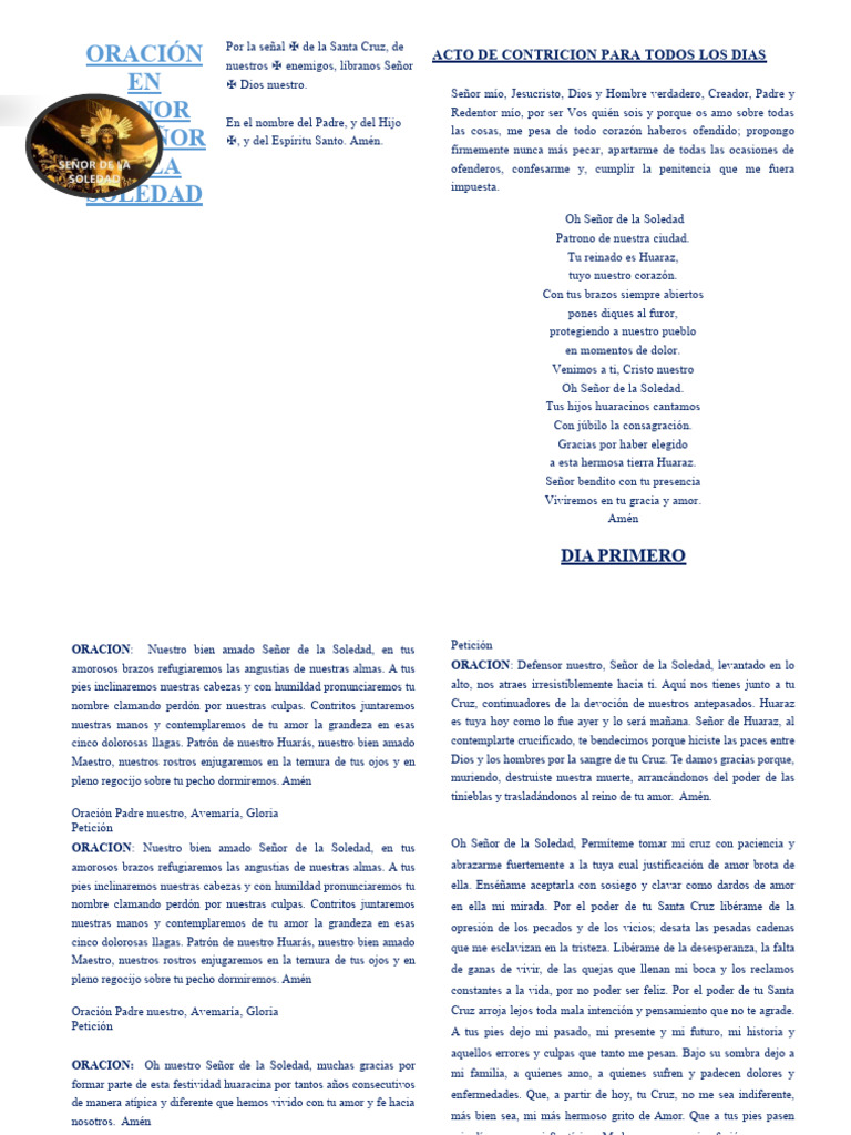 Oraciones Al Señor de La Soledad | PDF | Oración | Creencia religiosa y doctrina