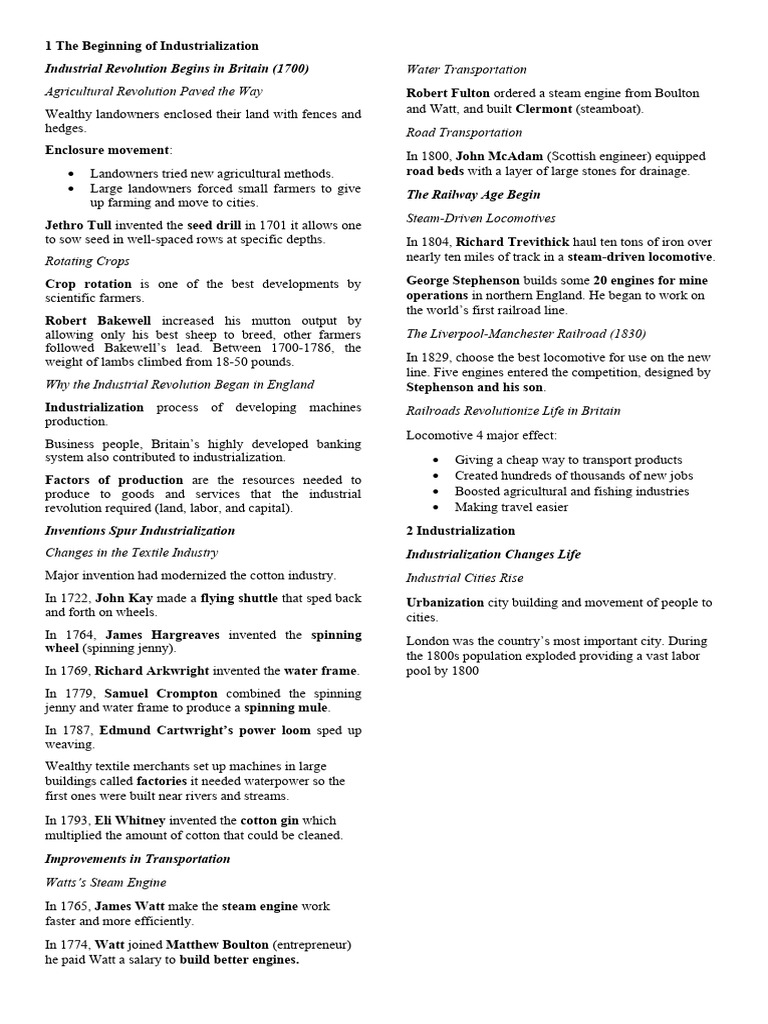 1 The Beginning of Industrialization | PDF | Secondary Sector Of The ...