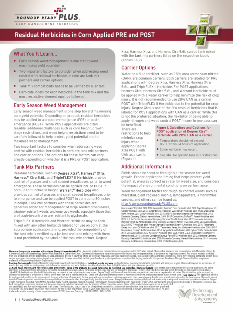 Residual Herbicides in Corn Applied Pre and Post | PDF | Herbicide ...