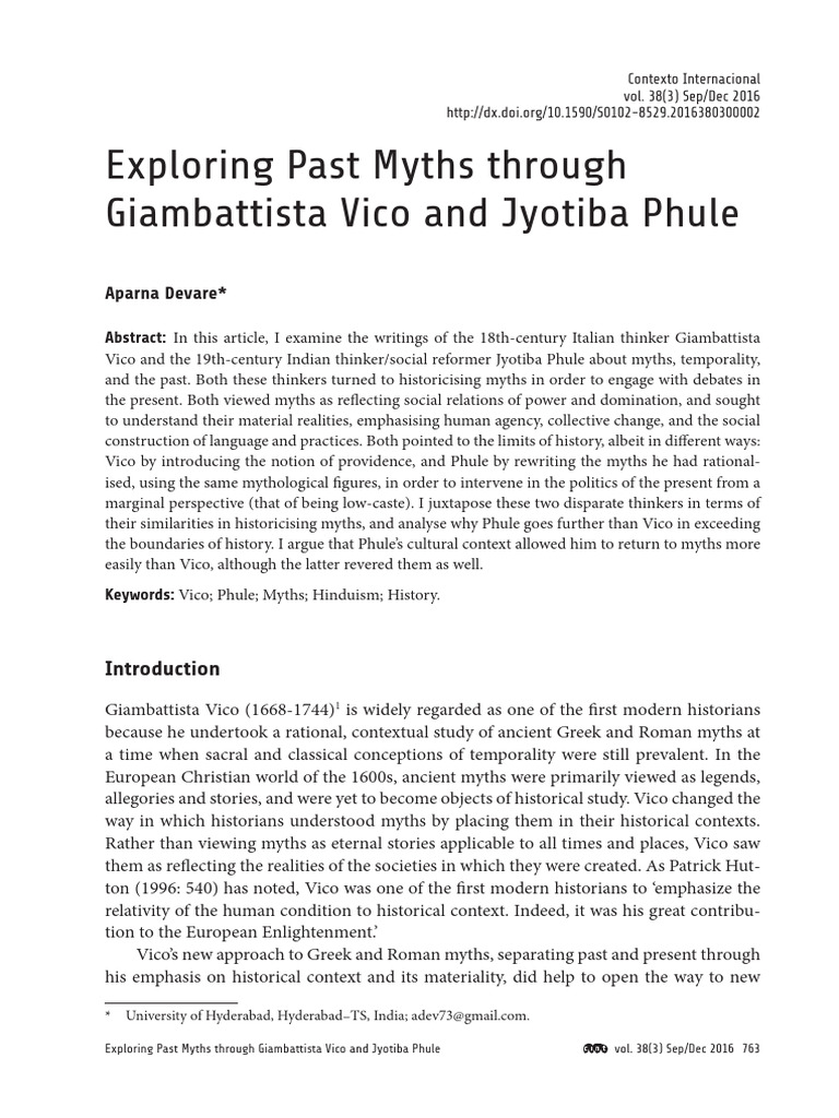 Exploring Past Myths Trough Vico | PDF | Truth | Idea