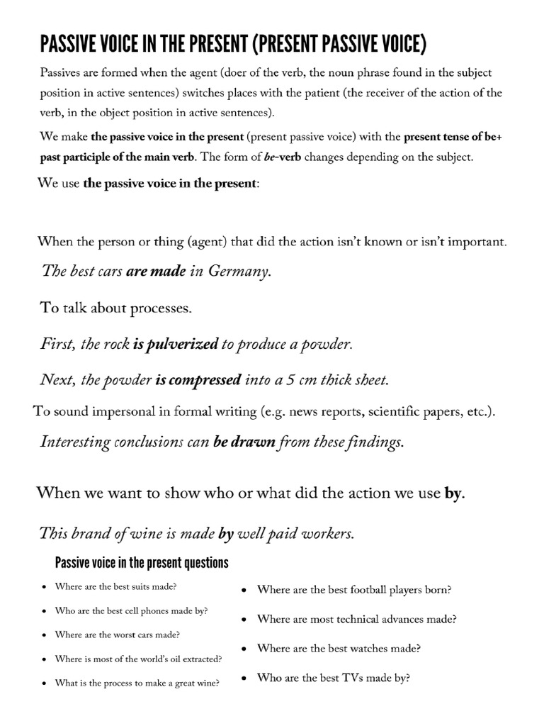 Passive Voice Theory and Practice | PDF