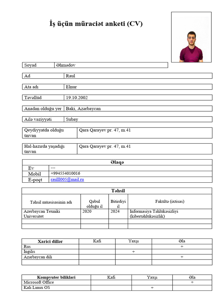 CV R.ahmedov | PDF
