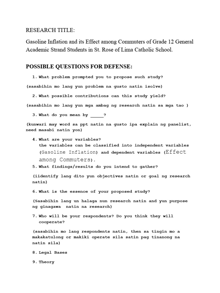 Possible Questions | PDF