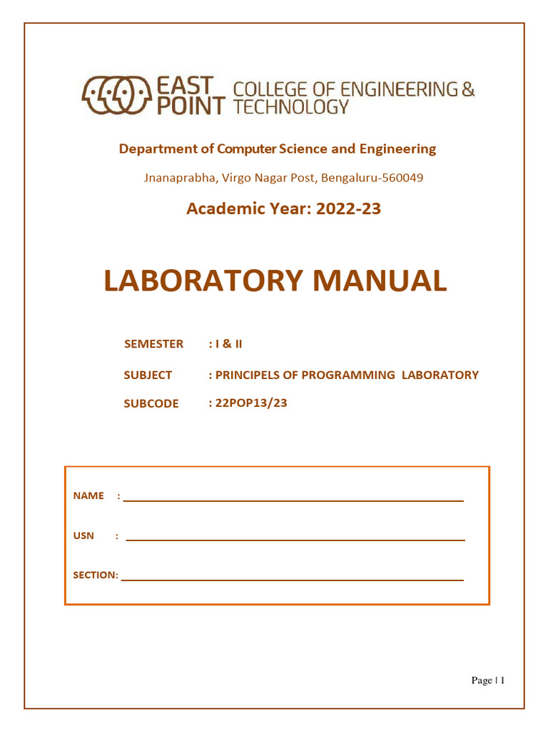 22pop13 Laboratory Manual | PDF | Computer Data Storage | Programming