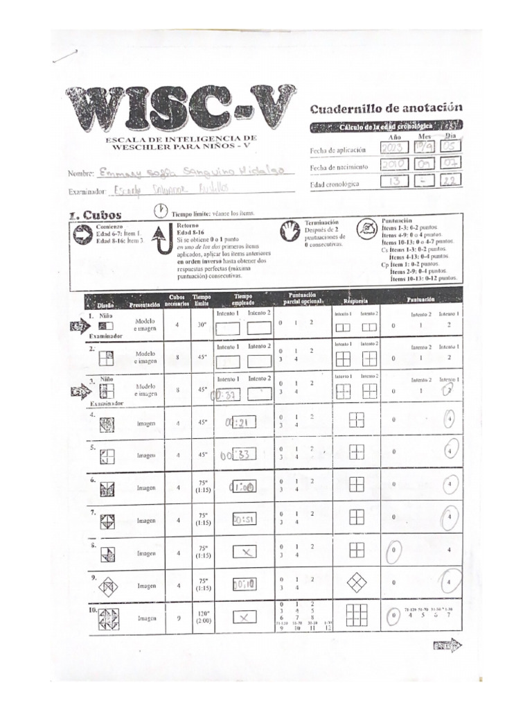 Prueba WISC-V | PDF