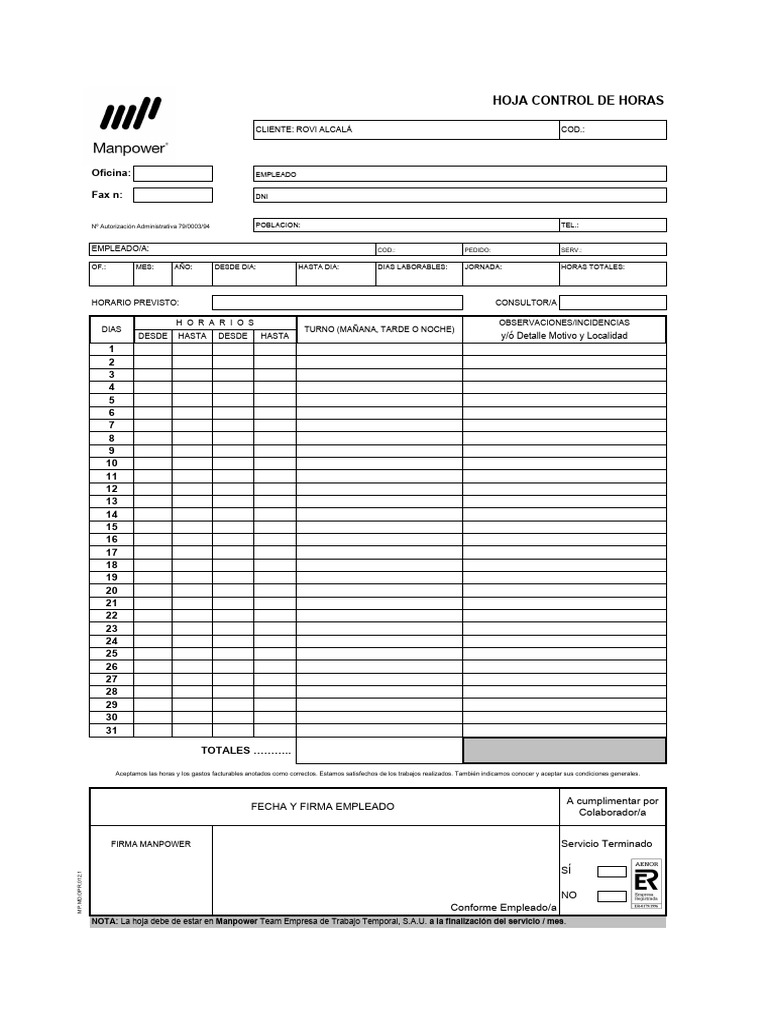 Parte de Horas | PDF