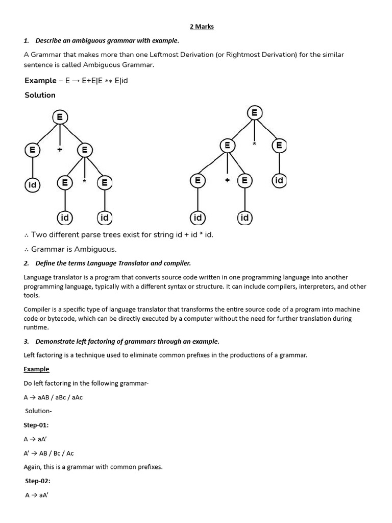 Compiler Answers | PDF | Parsing | Theoretical Computer Science