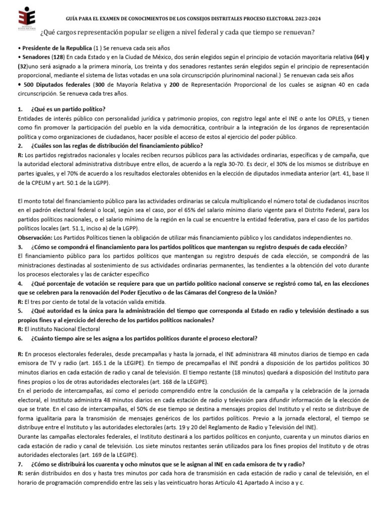 Guia de Estudio 2023-2024 | PDF | Legislador | Elecciones