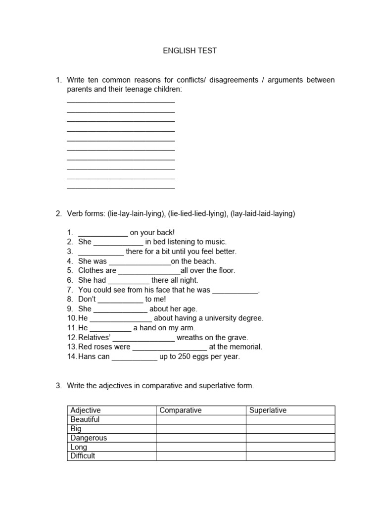 Test Angliski Za 7 Oddelenie | PDF | Adjective | Syntax