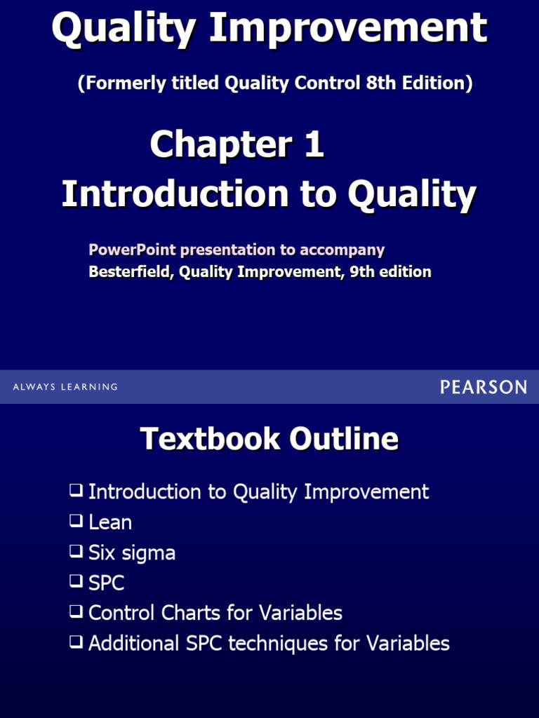 Ch01 - Introduction To Quality | PDF | Quality Management | Quality Management System