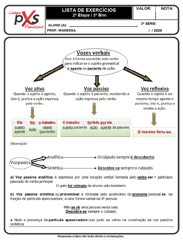 Exercícios de Voz Ativa e Passiva | PDF
