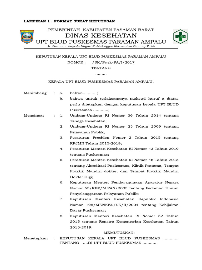 Contoh Lampiran SK | PDF