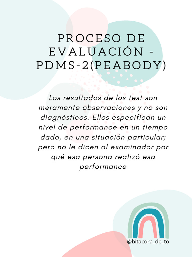 Consideraciones para Administración PDMS-2 y Apsectos A Observar Por Fuera Del Score | PDF