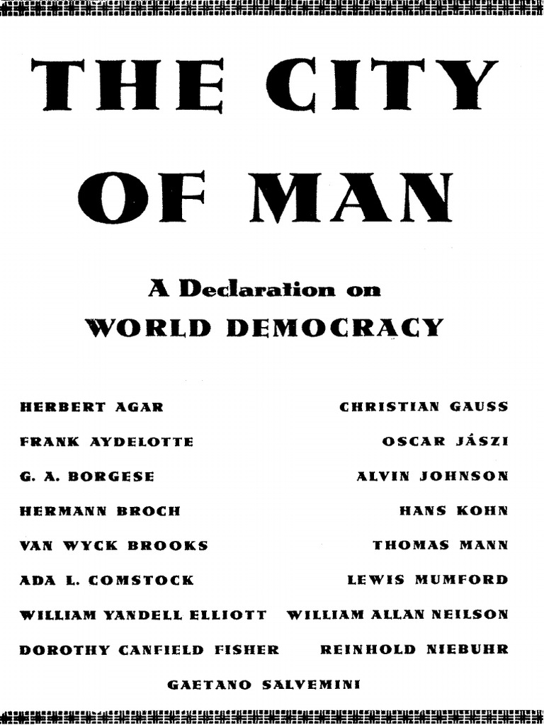 The City of Man - A Declaration On Democracy | PDF