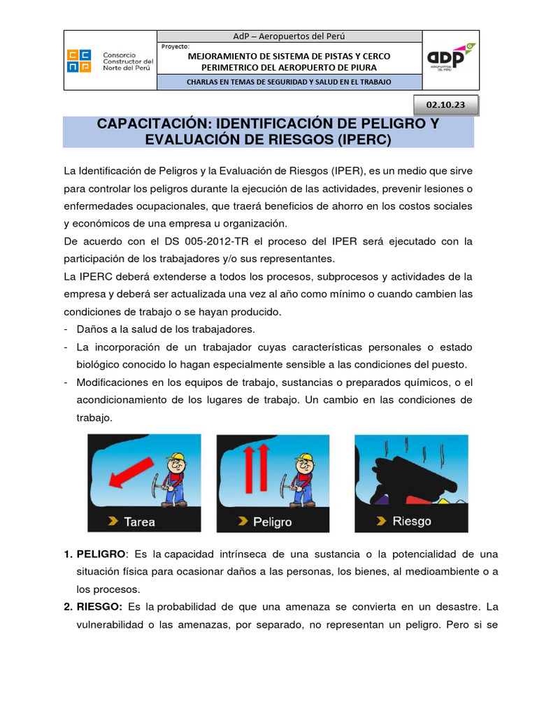 Capacitación: Identificación de Peligro Y Evaluación de Riesgos (Iperc) | PDF