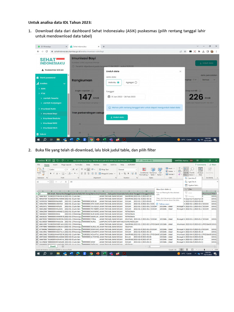 Tutorial Analisa Dashboard ASIK PKM | PDF