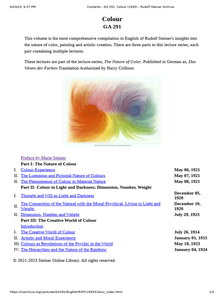 Rudolf Steiner - Colour GA 291 | PDF | Color | Soul