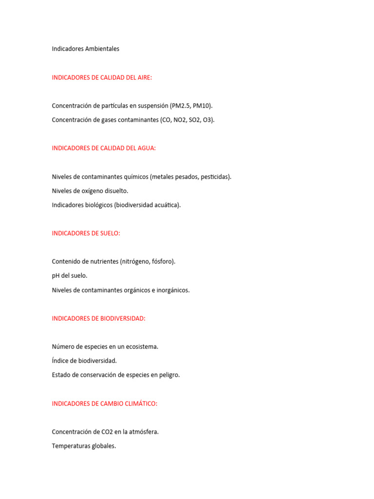 Indicadores Ambientales | PDF