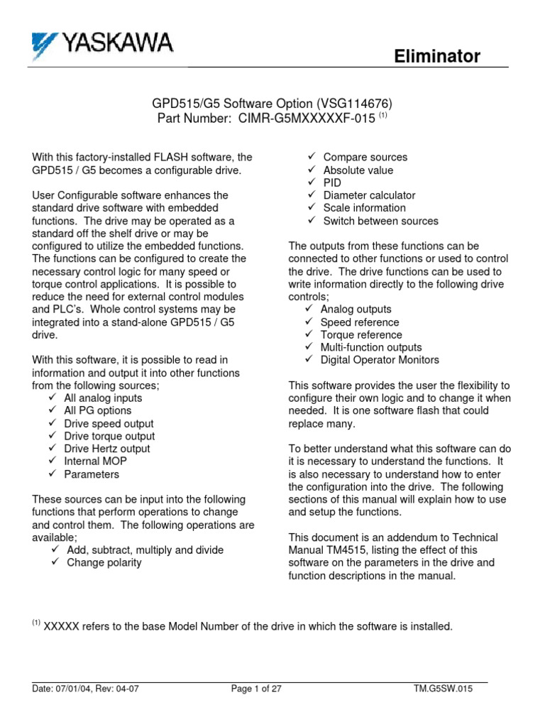 TM G5SW 015 | PDF | Parameter (Computer Programming) | Input/Output