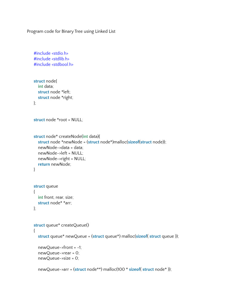 Binary Search Tree Using Link List | PDF