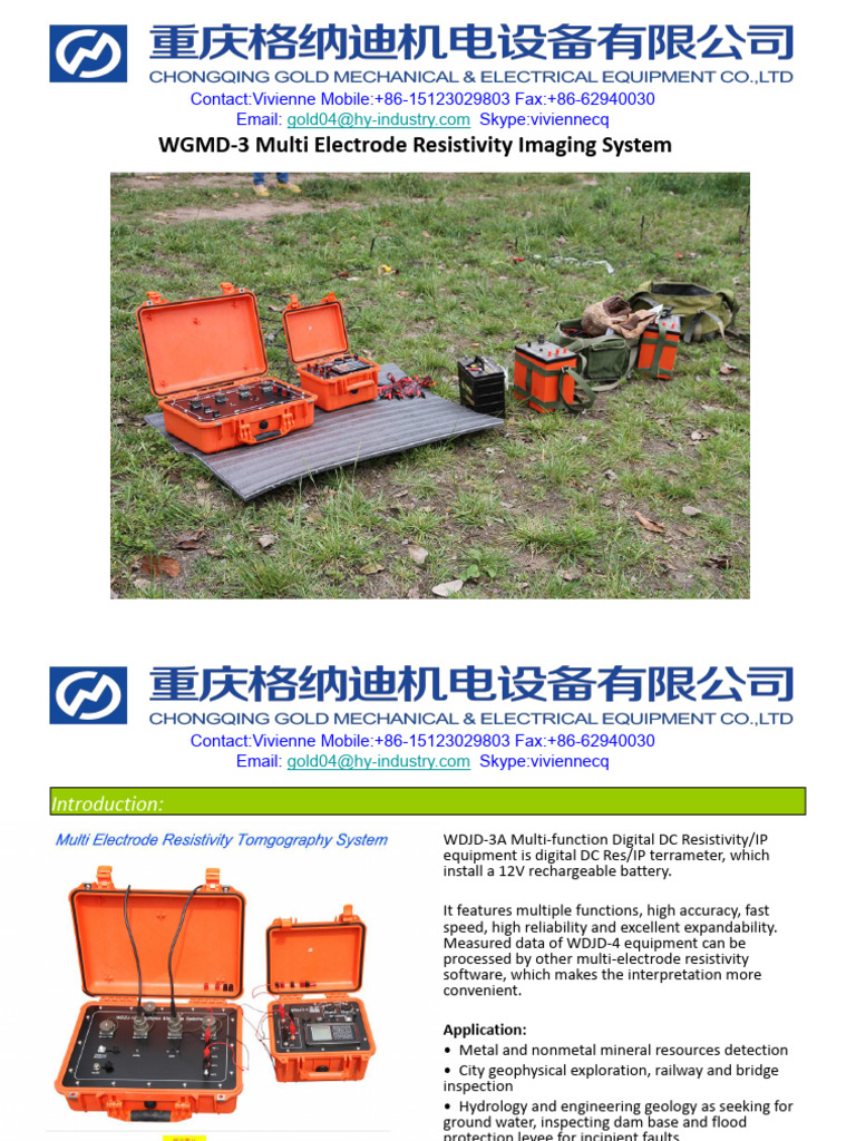 WGMD-3 Multi Electrode Resistivity Imaging System | PDF